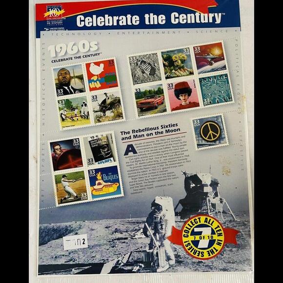 Other | Vintage Usps 33 196s Celebrate The Century Sheet Of 15 Stamps ...